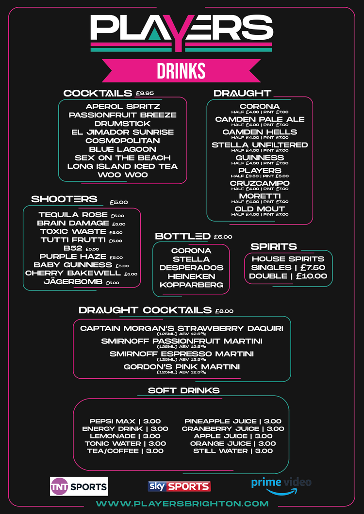 Players - Menu – Players Brighton