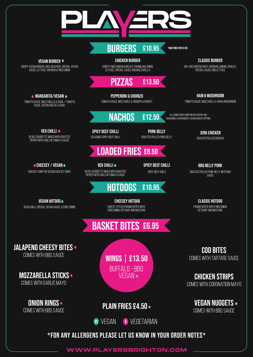 Players - Menu – Players Brighton
