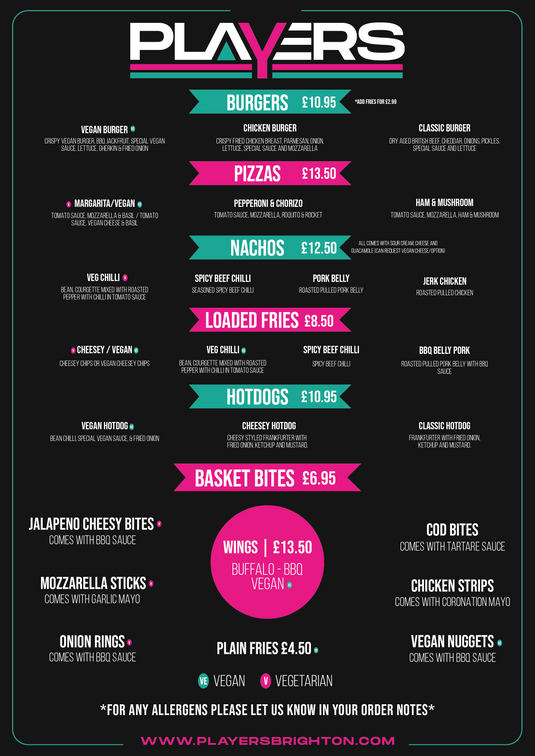 Players - Menu – Players Brighton